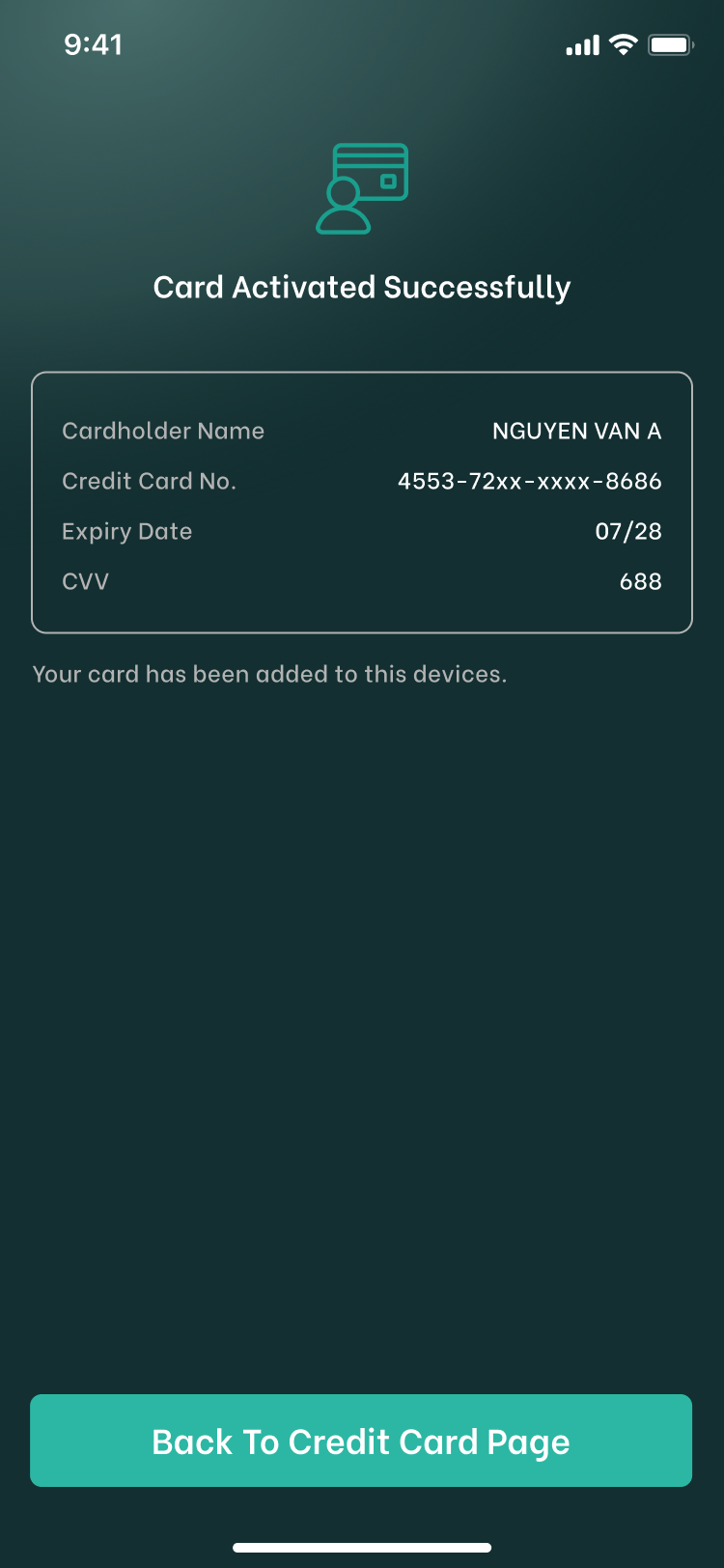 K PLUS Vietnam Application Guide - Activate Credit Card